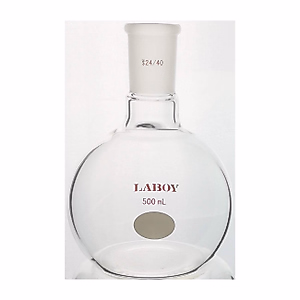 Laboy Glass Single Neck Flat Bottom Boiling Flask 500mL with 24/40 Joint Heavy Wall Distillation Receiving Apparatus Organic Chemistry Lab Glassware