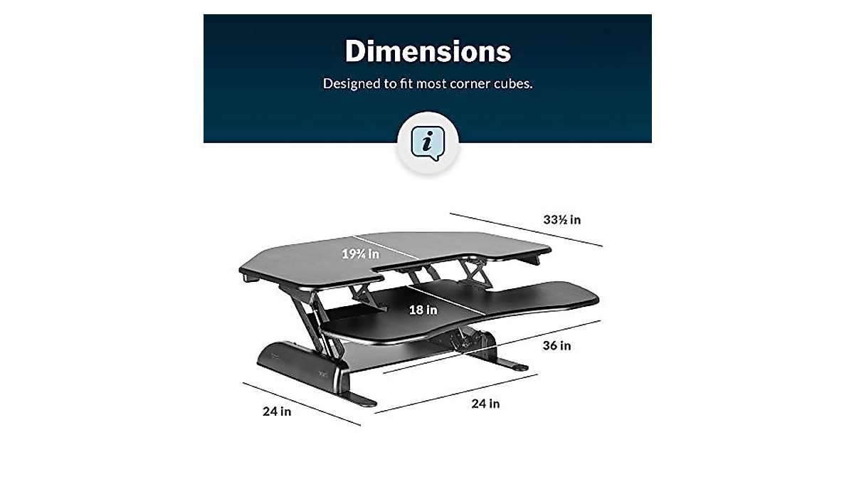 VariDesk Cube Corner 36 | Sit-Stand Desk Converter for Cubicles