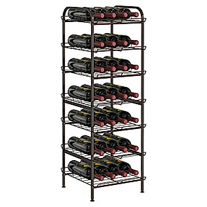 smusei Water Bottle Organizer 7 Tier Free Standing Vertical Metal Water Bottle Rack Shelf Adjustable Water Bottle Beverage Drink Stand Holder for Kitchen Pantry Food Storage, Bronze