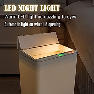 TrashAid Touchless Bathroom Trash Can with Lid, Automatic Motion Sensor Smart Trash Bin with Folding lid, Plastic Garbage Can for Bedroom Office White, 9 Liter 2.4 Gallon