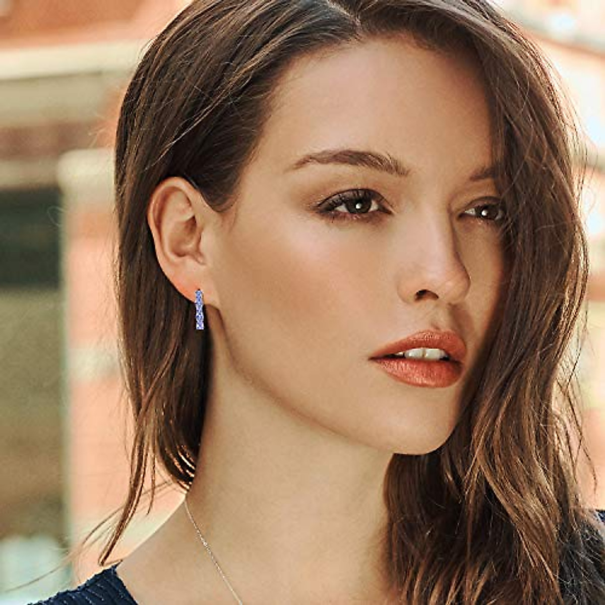 Gem Stone King 3.30 Cttw 925 Sterling Silver Blue Tanzanite Hoop Earrings For Women | Gemstone December Birthstone | Round 4MM and 3MM