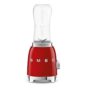 SMEG 50's Retro Style Personal Blender with Backlit Knob and Two 600 ML BPA Free bottles PBF01RDUS Red