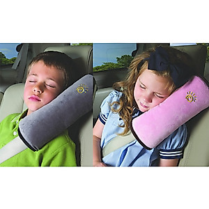 Hillento Auto Seat Belt Pillow Car Safety Belt Protect, Shoulder Pad, Headrest Neck Support, Adjust Vehicle Seat Belt Cushion for Kids, Children, Adult, Red