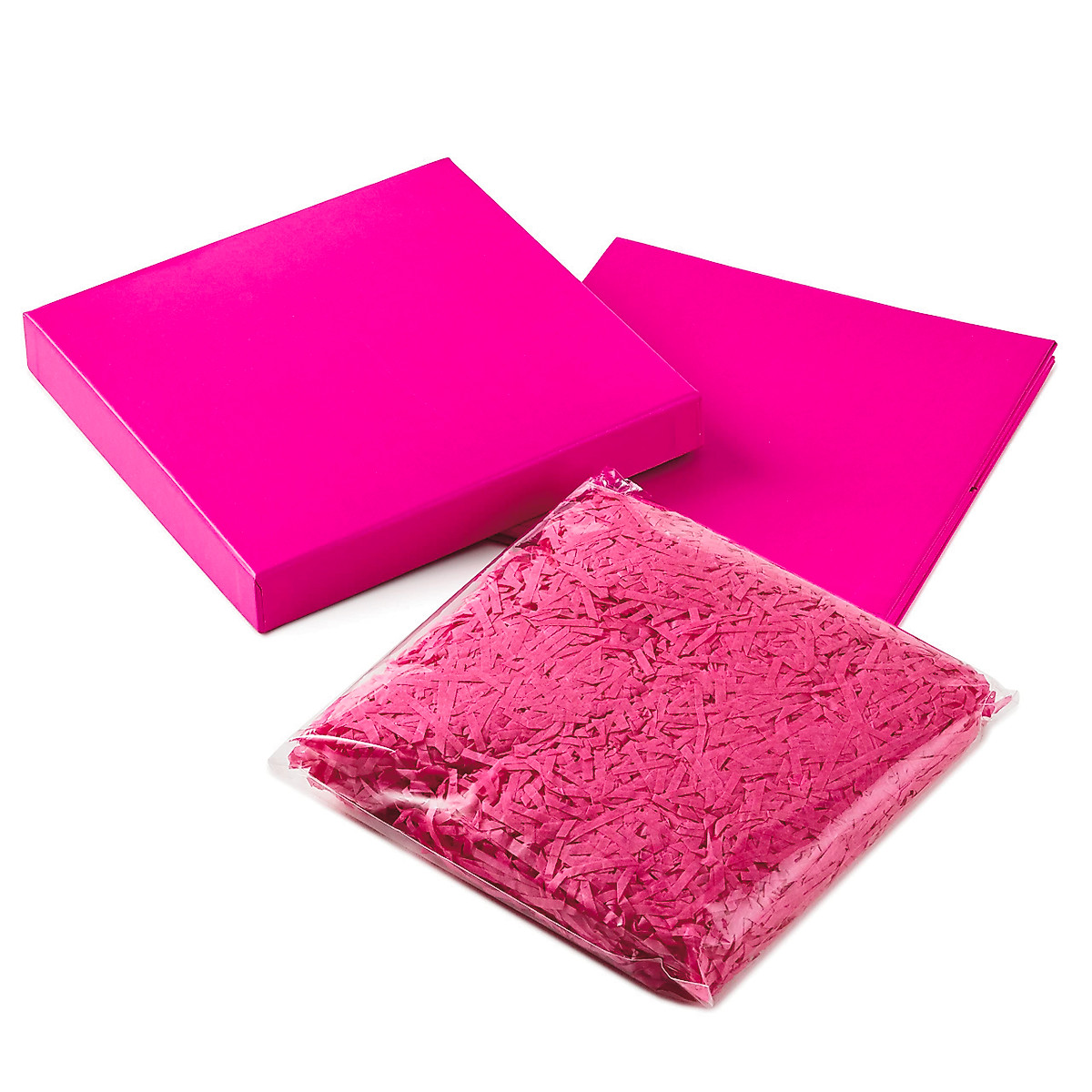 Hallmark Medium Gift Box with Lid and Shredded Paper Fill (Hot Pink 7 inch Box) for Anniversaries, Bridal Showers, Bachelorette, Bridesmaids Gifts, Valentine's Day, All Occasion