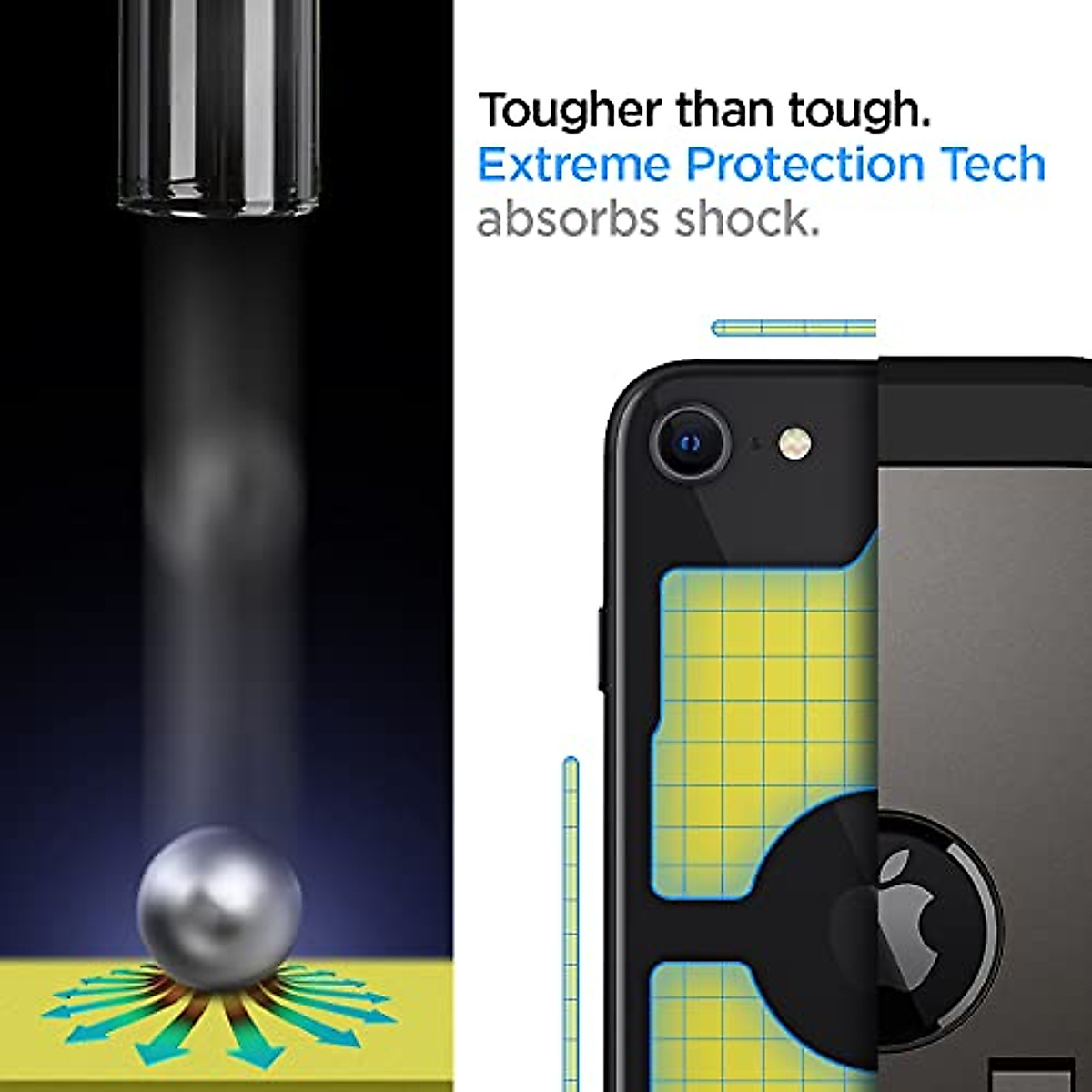 Spigen Tough Armor [Extreme Protection Tech] Designed for iPhone SE 2022 Case/iPhone SE 3 Case 2022 / iPhone SE 2020 Case/iPhone 8 Case/iPhone 7 Case - Gunmetal