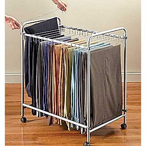 SkyMall Rolling Pants Trolley Organizer Rack - Holds 18 Pairs of Pants
