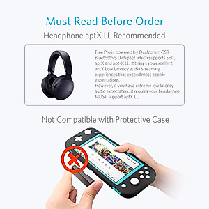 FreePro Bluetooth 5.0 aptX Low Latency Transmitter Adapter for Nintendo Switch & Switch Lite, PD Fast Charging with Dual Audio Streaming