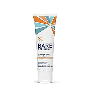Bare Republic Tinted Mineral Sunscreen SPF 30 Sunblock Face Lotion, Sheer and Non-Greasy Finish, 1.7 Fl Oz