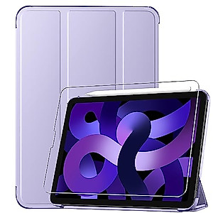 Temdan Designed for iPad Air 5th Generation Case 2022/ iPad Air 4th Generation Case 2020 10.9 Inch,[1 Pcs Tempered Glass Screen Protector] Slim Stand Hard Back Shell Case for iPad Air 5/4 Case-Purple