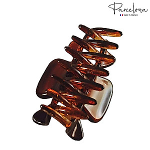 Parcelona French Classic Very Small 1 1/2" Claw Clips with Tight Spring Set of 3 Girls Hair Jaw Claw Clips Durable Styling Women Hair Accessories, Made in France (Tortoise Shell Brown)