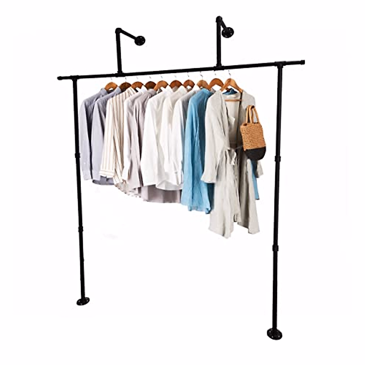 Lengfkus Industrial Pipe Clothing Rack Wall Mounted,Retail Display Clothes Hanging Rod Bar,Heavy Duty Garment Rack,Vintage Commercial Grade Clothing Hanging Rack Organizer