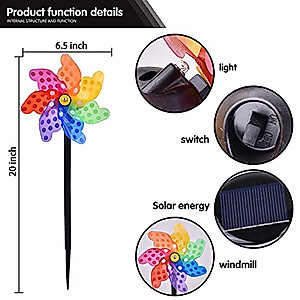 2 Pack Garden Pinwheel Solar Wind Spinner Lights Decorative Solar Stake Light Waterproof LED Yard Windmills Outdoor for Pathway Walkway Party Decor