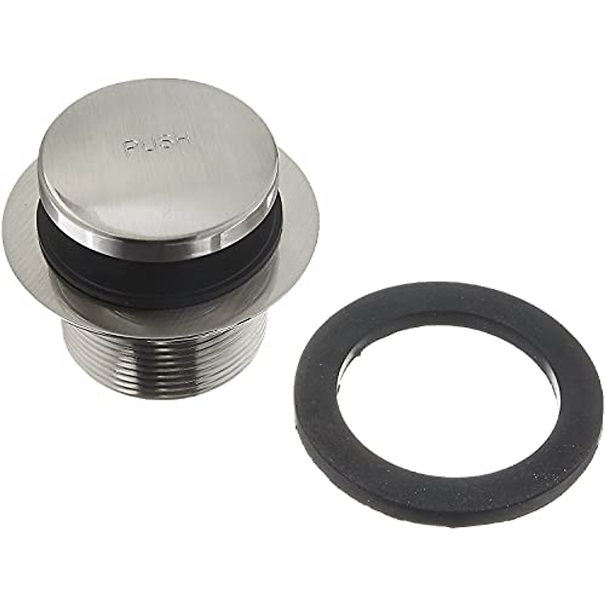 Westbrass 593244-07 14" x 1-1/2" White Tubular Bathtub Waste & Overflow Assembly with Tip-Toe Drain Plug and 2-Hole Faceplate, 1-Pack, Satin Nickel