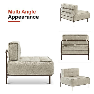 MCombo Modular Sofa Couch with Removable Cushion, 2 Seaters Accent Sofa Chair for Living Room, Apartment, Office 4663+4644 (Ivory)