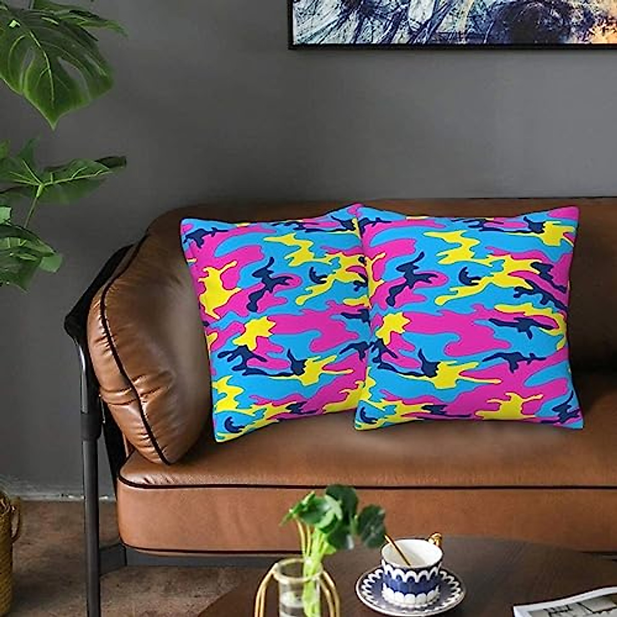 AFHYZY Camo Throw Pillow Covers Set of 2 Soft Pillow Case Protectors with Zipper Standard Size Pillowcase Covers Home Decor Couch Pillows 18"x18"