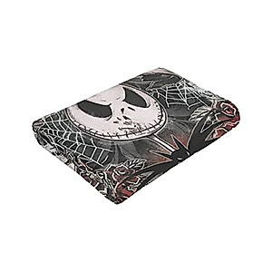 Nightmare Christmas Blanket for All Season Super Cozy Soft 350gsm Flannel Fleece Plush Throw Blankets Features Jack & Sally for Home Couch, Bed, Sofa, Camping and Traveling 60"X50"