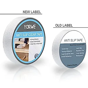 Yorwe Anti Slip Tape Transparent, More Clear and Comfortable Safety Track Tape (1" Width x 190" Long, Clear)