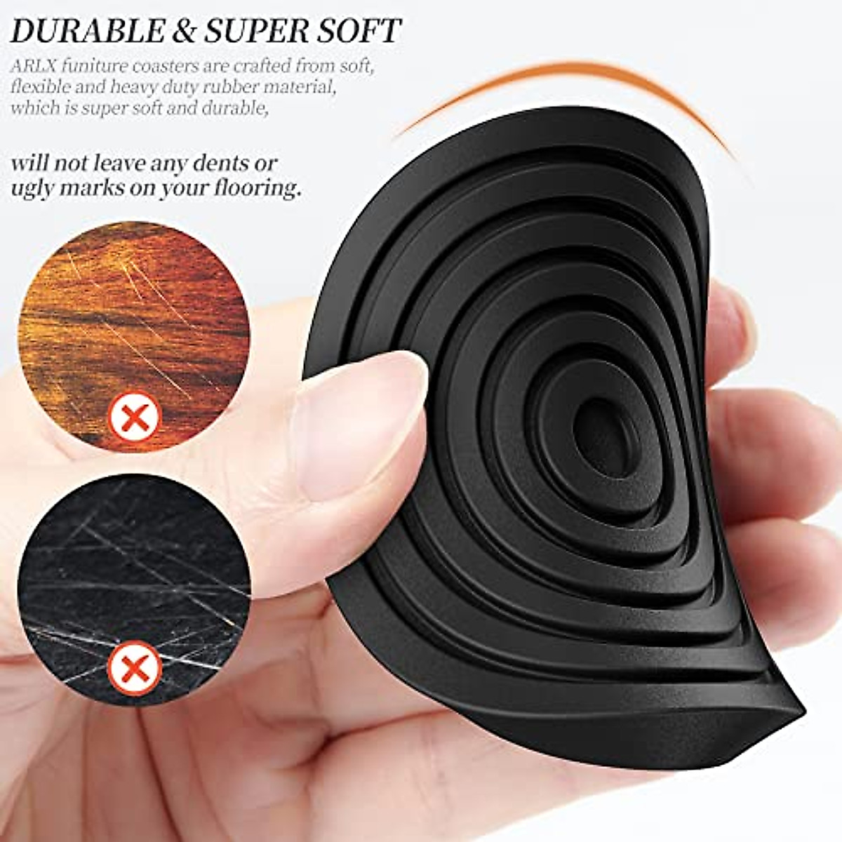 Furniture Leg Coasters 8Pcs Caster Cups 2.5”Non Slip Rubber Pads Hardwood Floors Protectors for Sofa Bed Piano Chair Leg Anti Slide Floor Protector