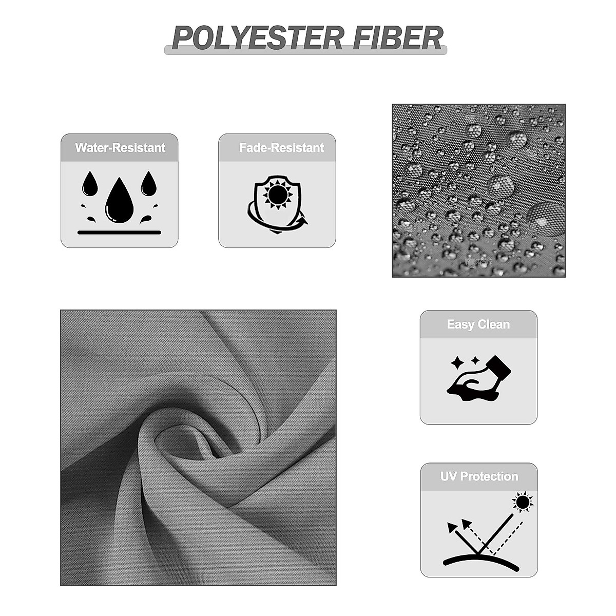 BPS Outdoor Chair Cushions Water Resistant Outdoor Deep Seat Cushions with Handle and Adjustable Straps, 24"x24", Gray, Set of 2