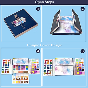 82 Vibrant Shades Makeup Palette - Matte, Shimmers, Glitters, Blush, Highlighter, Contour - Highly Pigmented Beauty Kit for Eye and Face - Perfect for Creating Bold and Unique Looks