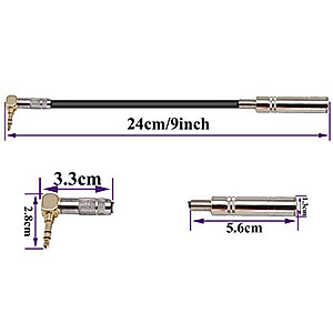 AAOTOKK 90 Degree 1/8 to 1/4 Stereo Adapter Cable, TRS 90 Degree 3.5mm Male to 6.35mm Female Stereo Audio Adapter for Amplifiers, Guitar,Home Theater Devices,Laptop etc.(9inch/24cm）