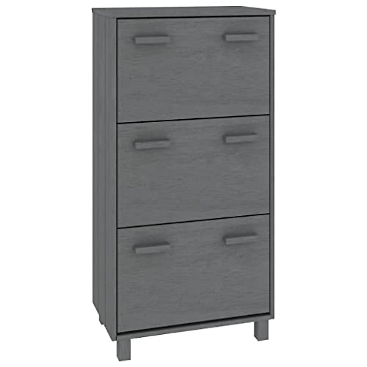FAMIROSA 3 Flip Drawers Shoe Cabinet Solid Wood Pine, Wooden Freestanding Shoe Rack, Shoe Storage Cabinet for Entryway, Living Room, and Corridor 23.4"x13.8"x46.1" Dark Gray,Weight - 45.76 lbs
