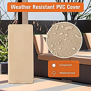 Tangkula 48 Inch Tall Patio Propane Fire Pit Tower, Patiojoy Outdoor Propane Fire Bowl Column with Stainless Steel Burner, Protective Cover & Lava Rocks, 30,000 BTU Gas Fire Pit for Garden, Patio