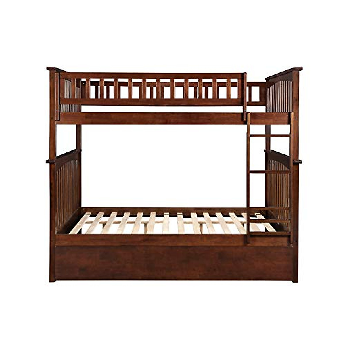 Atlantic Furniture Columbia Bunk Bed Full Over Full with Twin Size Urban Trundle Bed Walnut/Full Over Full