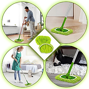 Generic Mop Refill Compatible with Sweeper Mop (2 Pack) - Microfiber Pet Heavy Duty Dust Collector Dry Cloth Refills - Reusable Mop Pad (Mop is Not Included), Green