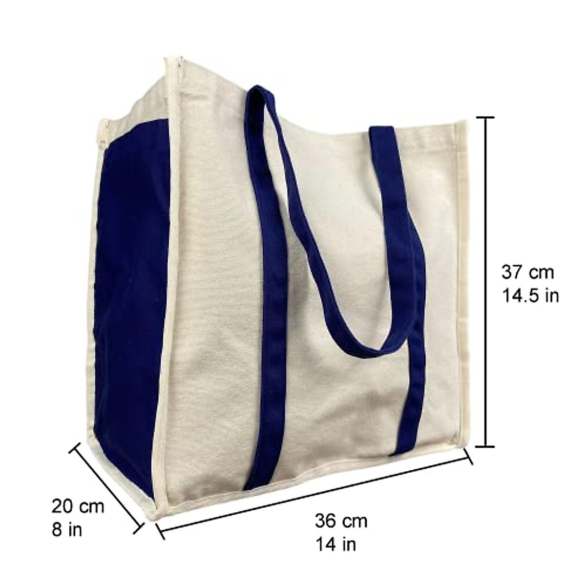ELYEEBLEE 3 Pack Reusable Canvas Grocery Shopping Tote Bags with Side Pockets