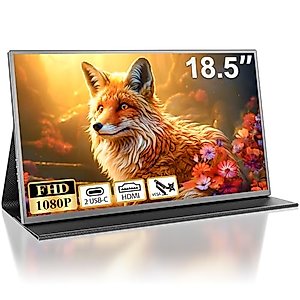 COOLHOOD 18.5" Portable Monitor, FHD IPS 1080P Laptop Monitor USB C HDMI Gaming Ultra-Slim Screen w/Invisible Stand & Speaker,Plug&Play, External Monitor for Laptop PC Mac Xbox PS5/PS4 Switch