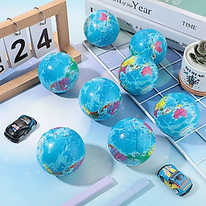 BBTO 24 Pack World Stress Balls Mini Globe Ball Earth Stress Relief Balls 3 Inch Stress Balls for Adults Teens Finger Exercise, Globe Pattern Educational Stress Balls, Party Favors, Carnival Rewards