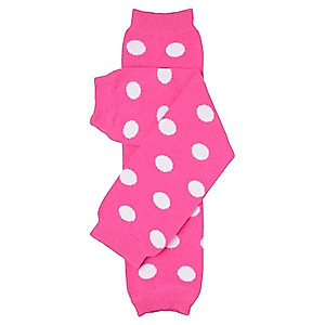 juDanzy Polka Dot Leg Warmers for Baby or Toddler Boys and Girls (One Size (12 pounds to 10 years), Hot Pink Polka Dot)