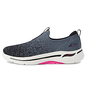 Skechers Go Walk Arch Fit - Lunar Views Black/Hot Pink 8 B (M)