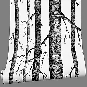 Yifely Black Tree Furniture Paper Peel & Stick PVC Shelf Drawer Liner Covering Old Dining Table Jewerly Boxes Xmas Gift 17.7 Inch by 9.8 Feet