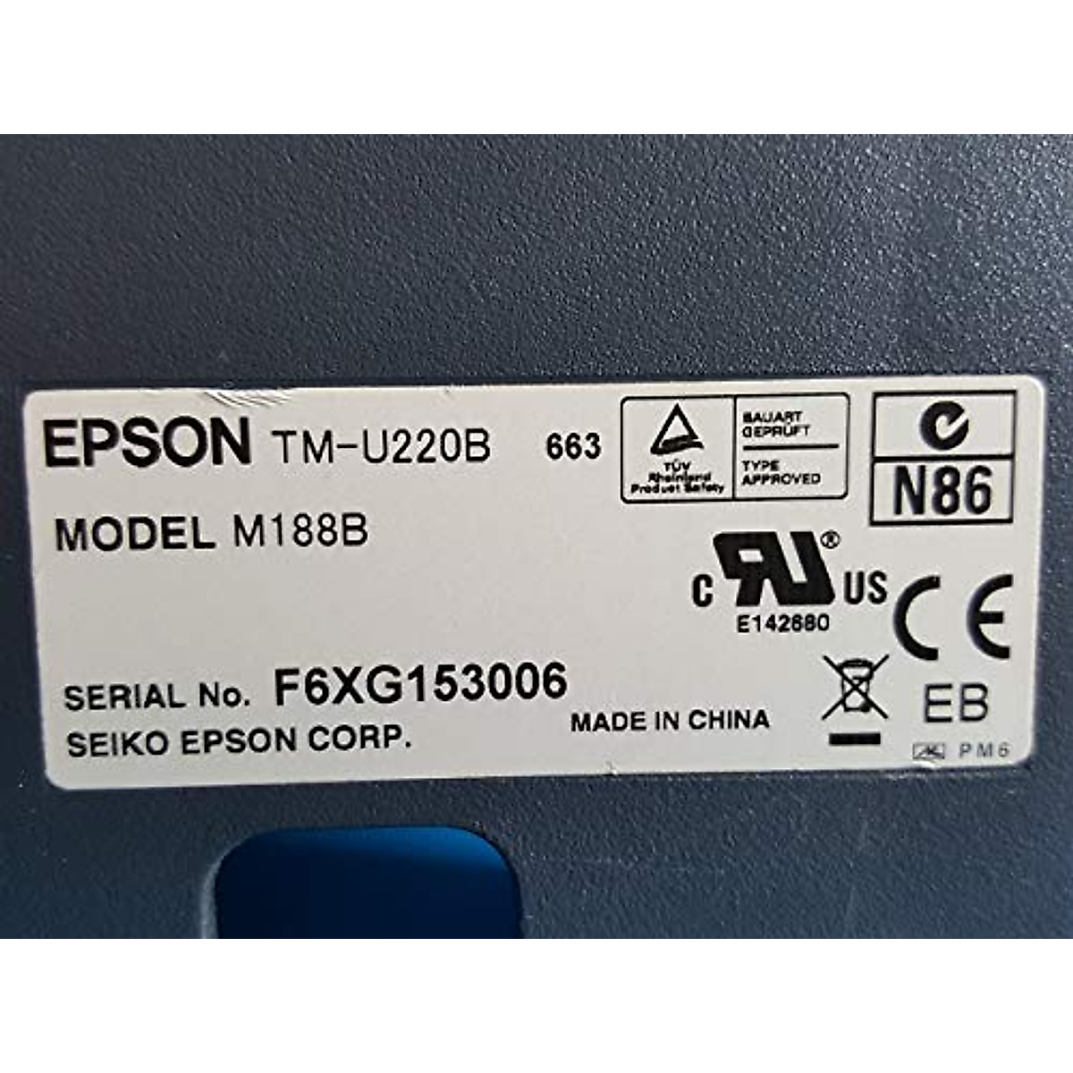 Epson TM-U220B M188B POS Receipt Printer USB Interface - Red & Black Ribbon - with Power Supply (Renewed)