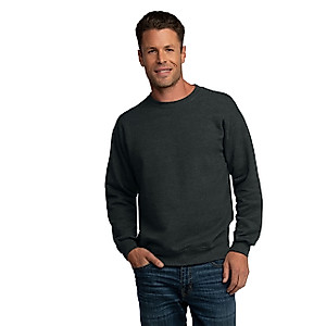 Fruit of the Loom Men's Moisture Wicking Eversoft Fleece Sweatshirt, Black Heather, X-Large