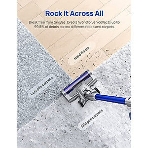 Dreo Cordless Vacuum Cleaner, 25kPa 550W Strong Suction, 3000mAh Detachable Battery, Up to 60 Mins, Handheld/Stick Vacuum with Auto Detect, Tools for Pet Hair, Car, Carpets, Hard Floors, PowerLeap