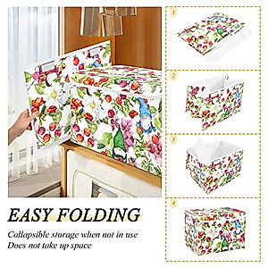Gnomes Flowers Grass Storage Bins with Lids Collapsible Storage Box Basket with Lid Closet Organizer Containers Closet Storage for Shelf Baskets Kids Room Baby Room