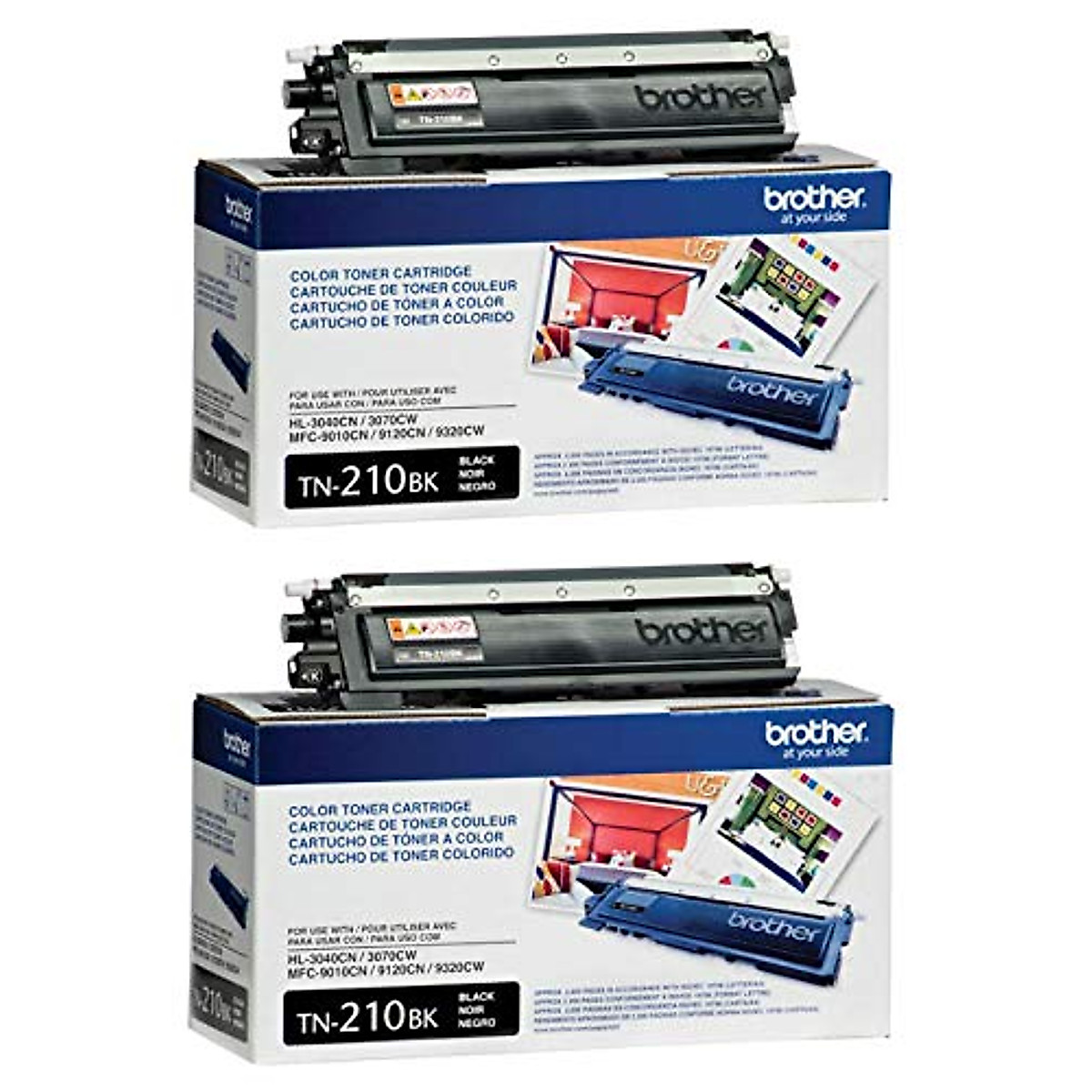 Brother Genuine TN210BK 2-Pack Standard Yield Black Toner Cartridge with Approximately 2,200 Page Yield/Cartridge