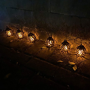 Uonlytech Creative Lantern Shape String Light String Flame Garden Lights Plastic LED String Lights