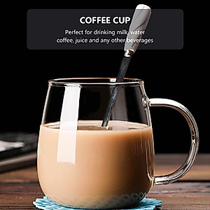 Hemoton Transparent Glass Mug 350ml Glass Water Mug Juice Cup Milk Tea Cup Water Mug Clear Coffee Cups for Latte Americano Cappuccinos