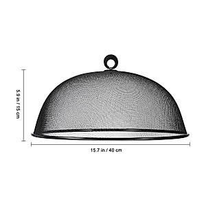 HEMOTON Mesh Food Cover Stainless Steel Mesh Dome Food Cover Protector, Round Mesh Screen Food Tent for Kitchen, Outdoor, Picnic, Reusable, Large,15.7-Inch