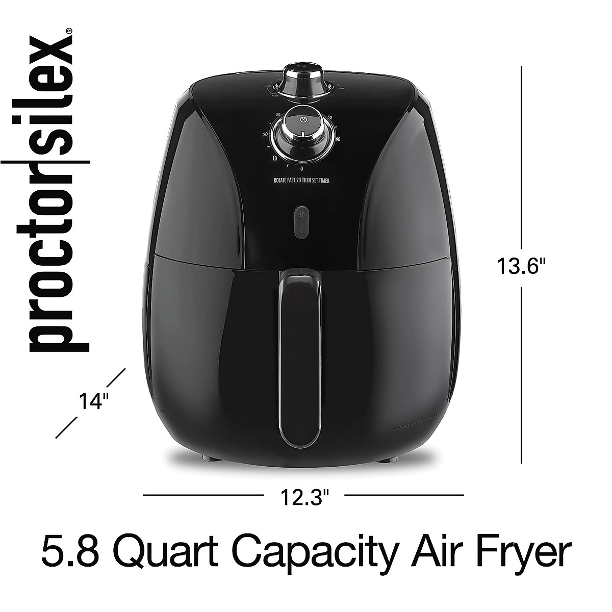 Proctor Silex 5.8 QT Air Fryer Oven with Temperature Control, 60 Min Timer, Non Stick Basket, 1700W, Black (35060)