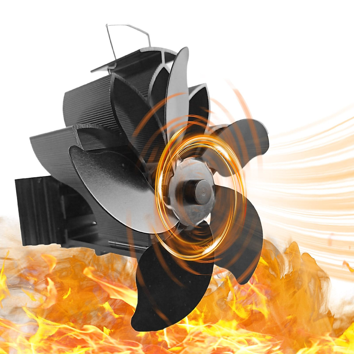 KSIEE Heat Powered Stove Fan, Heat Powered Stove Fan, 5 Blade, Eco Thermoelectric Fan Non Electric Wood Burning Stove Fan for Fireplace Wood
