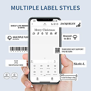 Label Maker Machine with Tape, D110 Portable Bluetooth Label Printer, Small Smart Phone Handheld Sticker Mini Labeler, Easy to Use Inkless Office Home Organization USB Rechargeable