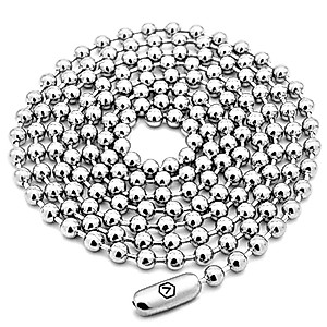 VENICEBEE Best Stainless Steel Ball Chain Medical Grade 316L Surgical Metal Dog-Tag ID Military Necklace 30" INCHES 3MM Wide Resizable 30 inch + Velvet Pouch - HYPOALLERGENIC LEAD-FREE METAL