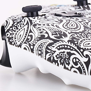 YoRHa Printing Rubber Silicone Cover Skin Case for Xbox One S/X Controller x 1(Flowers&White) with PRO Thumb Grips x 8