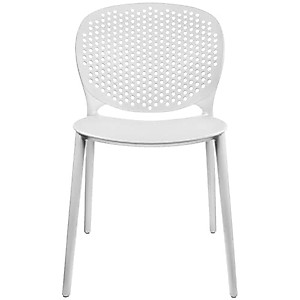 2xhome Set of 3 Modern Pool Patio Chairs, Plastic Armless Dining Side Chairs for Indoor or Outdoor Use, White