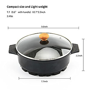 Cast aluminum stove top Korean BBQ pot with glass lid-light weight and non stick grill plate for outdoor use and camping,